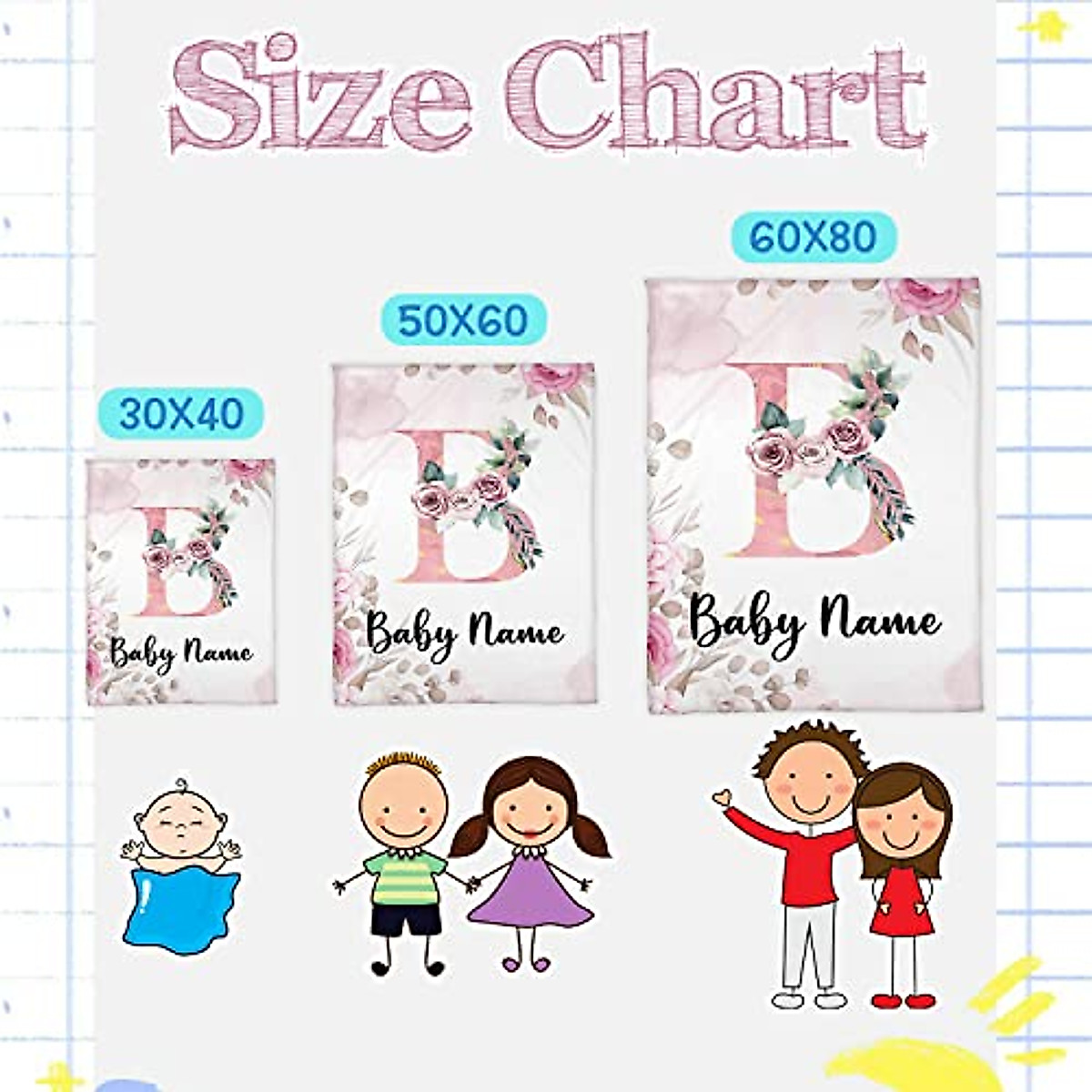 Zocoshi TeeWarrior Personalized Baby Blankets, Custom Baby Blanket - Baby Blanket with Name for Girls, Best Gift for Baby, Newborn Floral Plush Fleece (30x40)