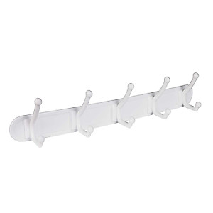 Homz 18.38 in. L White Plastic Large 5-Hook Rack 5 lb. capacity 1 pk