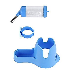 lnndong-Blue Suit Hamster Kettle, Water Dispenser with Bracket, Waterproof Drop Ball, Mini Bowl, Hamster nest, Vertical Dwarf Hamster Food cage Small Toy (one Set) Small Size