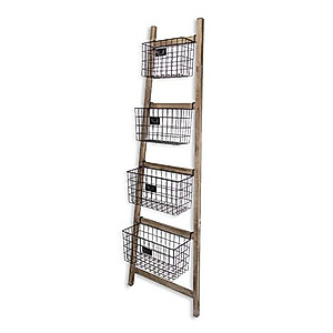 Cheung's 4606 4 Metal Storage Basket Ladder, Brown