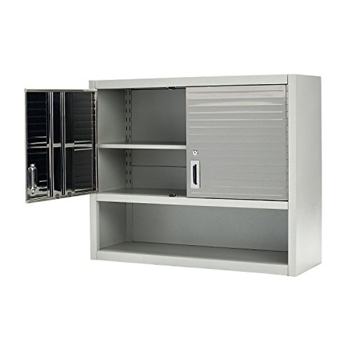 Seville Classics UltraHD Solid Steel Rolling Lockable Metal Storage Wall Cabinet Locker Organizer w/Adjustable Shelves for Garage, Warehouse, Office, Classroom, 36" W x 12" D x 30" H, Granite Gray