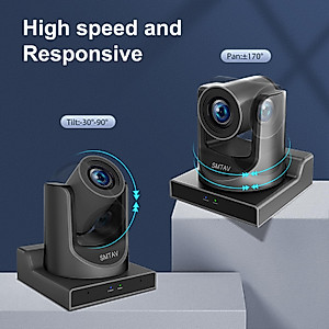 SMTAV NDI Streaming PTZ Camera, 30x Optical + 8X Digital Zoom,high-speed PTZ,3G-SDI+HDMI+IP output,NDI support Video Conference Camera