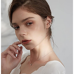 Minimalist Cuff Clip On 925 Sterling Silver Small Hoop Earrings for Women Teen Girls Cartilage Fashion Wrap No Piercing Ear Hypoallergenic (Silver)