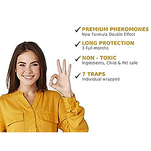 Mr.Chameleon Moth Traps for Clothes - 50% Stickier Glue for Ultimate Effectiveness - 7 Pack Moth Traps - Non-Toxic Clothing Moth Traps with Pheromones Prime in Your Kitchen - Odor-Free & Natural