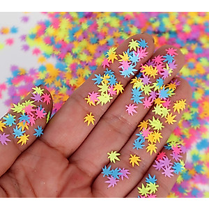 3 Pack - Green, Rainbow & Silver Holographic Leaf Glitter - Solvent Resistant & Cosmetic Grade - Face Body Nails Resin Arts & Crafts, Tumblers, Bath Bombs, Resin - Weed Pot Marijuana Leaf