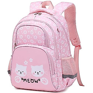 abshoo Cute Cat School Backpack For Girls Elementary Kindergarten Kids School Bag (Cat Pink A)