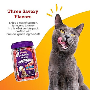 Beefeaters Cat Treats - Variety Pack Lickable Puree 48ct | Cat Food Salmon, Tuna, Chicken | Grain-Free, Taurine-Enriched | Training Treats - Interactive Feeding | Wet/Dry Food