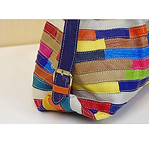 Segater® Women’s Multicolor Boston Bag Genuine Leather Colorful Patchwork Large Tote Handbag Hobo Purse Crossbody Big Bag