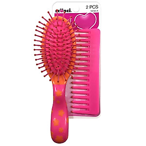 Scunci 2-Piece Girl Set Cushion Brush and Comb in Assorted Colors (1-Pack)
