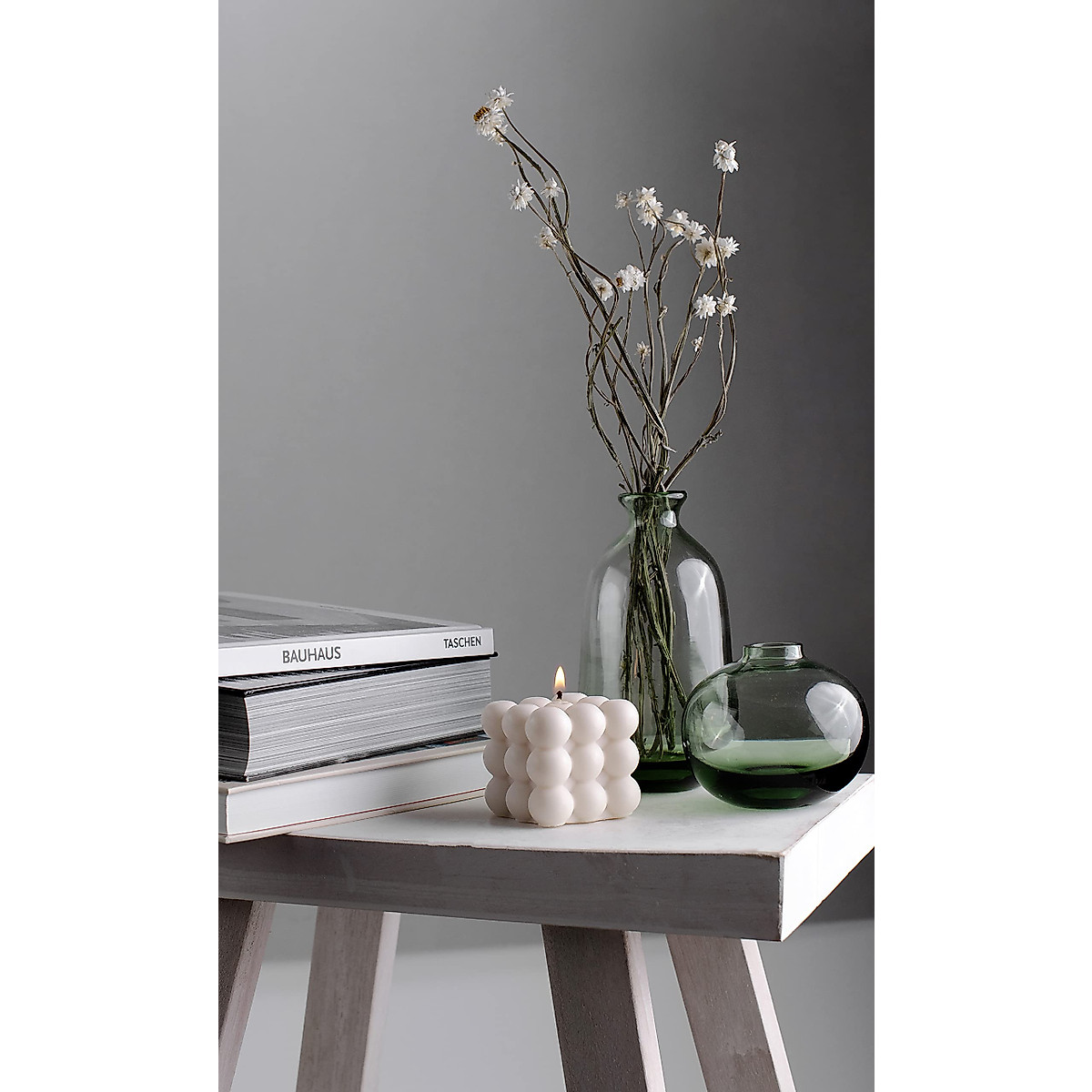 LAWA Bubble Candle - Cube Soy Wax Geometric Candle Elegant Aesthetic Candle Housewarming Gift Home Decor Idea Black | White