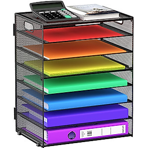 GoldOrcle 8 Tier Paper Letter Tray Organizer with Handles, Mesh Desk File Holder Storage Organization for Office School Desktop