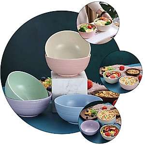 Hemoton 10pcs Unbreakable Cereal Bowls Wheat Straw Fiber Dishwasher and Microwave Safe Bowls for Dinner Dessert Rice Soup Pink Blue Beige Green Purple