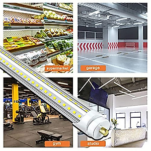 ELEKICO 75w 8ft Led Bulbs, 9500lm 5000k 8' Led Bulbs, V Shaped Clear Cover T8 Led Tube Lights 8ft, T8 Led Bulbs 8 Foot, 8' Led Replacement for T8 T10 T12 F96t12 Fluorescent Tubes