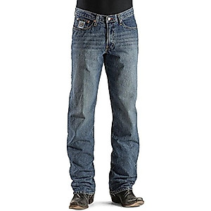 Cinch Men's White Label Relaxed Fit Jean, Medium Stone Wash, 32W x 38L