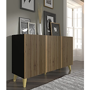 Homlando Ravenna A Living Room Furniture Set with TV Stand and Cabinet, Oak Artisan and Matte Black - Made in EU Modern Furniture - TV & Media Furniture