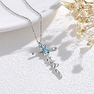 JUSTKIDSTOY Faith Necklace for Women 925 Sterling Silver Cross Pendant Necklace December Birthstone Necklace Christian Religious Jewelry Gifts