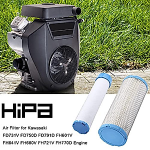 HIPA Outer Inner Air Filter for Kawasaki 11013-7044 11013-7020 11013-7019 11013-7045 Kohler 25 083 01 25 083 01-S 2508301 25 083 04 2508304 JD M131802 M131803