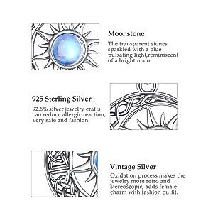 CELESTIA Moon Necklaces for Women Sterling Silver Sun and Moon Pendant Moonstone Jewelry Crescent Moon Gifts for Mother Daughter Sister Wife - 18 Inch Chain