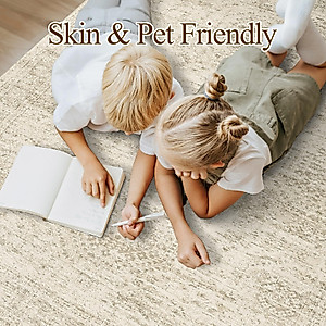 Soalmost Washable Area Rug 8x10, Large Soft Rugs for Living Room Vintage Beige Rug 8x10 Area Rugs for Bedroom Dining Room Non-Slip Stain Resistant Under Table Rug