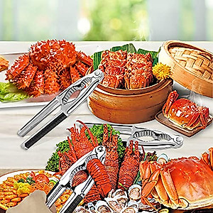 FECILA 5 Pcs Crab Crackers and tools Set - Seafood tools Set Crab leg Crackers Lobster Nut Crackers Opener Home Kitchen Parties Tools, Black