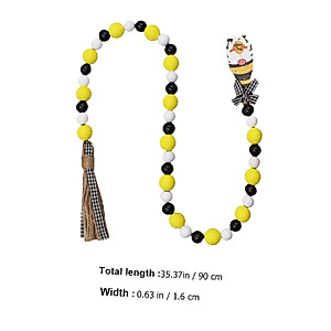 Abaodam 4 Pcs Bee Wooden Beads Farmhouse Bead Garland Wooden Sign Prayer Bead Wall Decor Wooden Tiered Tray Decor Wood Pallet Wooden Hanging Bead Garland Beadwork Tassel