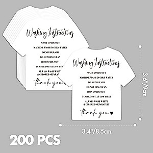 200 PCS T Shirt Washing Instruction Cards, Clothes Cleaning Care Instruction Insert Customer Direction Card for Small Business Online Shop Owner (3.6” x 3.4”)