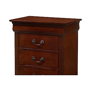 Glory Furniture Louis Phillipe 3 Drawer Nightstand in Cherry