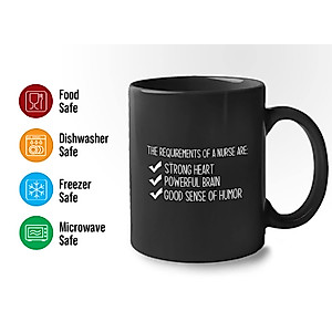 Bubble Hugs Nurse Coffee Mug 11oz Black - The Requirements - Labor Clinical Certified Nursing Assistant Surgical Emergency Oncology Practitioner