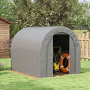 Outsunny 6' x 8' Garden Storage Tent with Galvanized Metal Frame, Waterproof Portable Shed, Heavy Duty Outdoor Shed for Bike, Motorcycle, Garden Tools - Gray