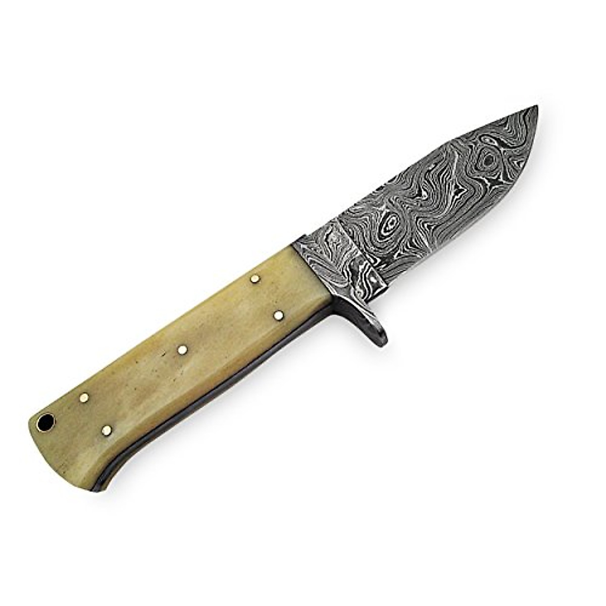 Knife King Handmade Damascus Hunting Knife-Natural Bone Handle-9" Fixed Blade Knife with Leather Sheath-Master Quality EDC Survival Knife-Camping Knife Ideal Gift for Men and Women