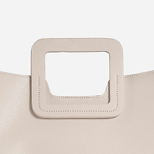 TIJN Square Handle Tote Bag for Women Fashion Purses Handbags Vegan Leather Crossbody Shoulder Bags for Women(Flann)