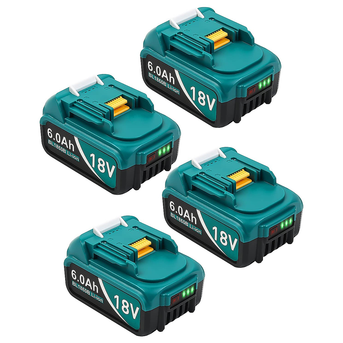 Twupixy Battery for Makita 18V Battery 6.0Ah, 4Pack Replacement Batteries Compatible with Makita 18 Volts Battery BL1860 BL1820 1830B 1840B 1850B, Fit with Original Makita 18V Battery Chargers Blue