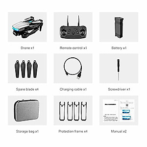 Bzdzmqm Drone with Dual 4K Camera, 2023 Foldable HD Drone for Kids & Adults, RC Quadcopter Helicopter, 3-Sided Infrared Avoidance, WiFi FPV, Altitude Hold, Headless Mode, LED Night Wide