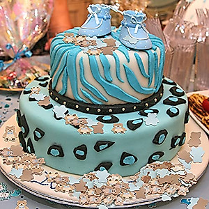 300 Pieces Bear Confetti Baby Shower Paper Confetti Bear Table Confetti for Holiday Festival Party Table Home Decorations, 0.98 Inch (Blue, Brown)