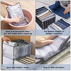 TOOVREN [Upgraded] Wardrobe Clothes Organizer Dense 23 Wires Clothing Organizer Drawer 9 Grids, Deeper Jean Storage Leggings Pants, Foldable Sweater Organizer for Closet Shelf Bedroom (1PCS)