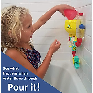 Mighty Bee Bath Toy - Toddler Bath Toys for Kids Ages 4-8, Engaging STEM Bathtub Toys - Original Pipes N Valves Set - 12 Pieces