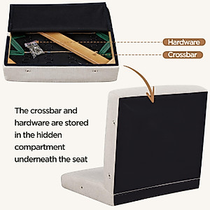 Yaheetech Beige Accent Chair, Armchair with Wood Legs, Mid Century Living Room Chair, Linen Fabric Lounge Chair for Bedroom Reading Room, Beige