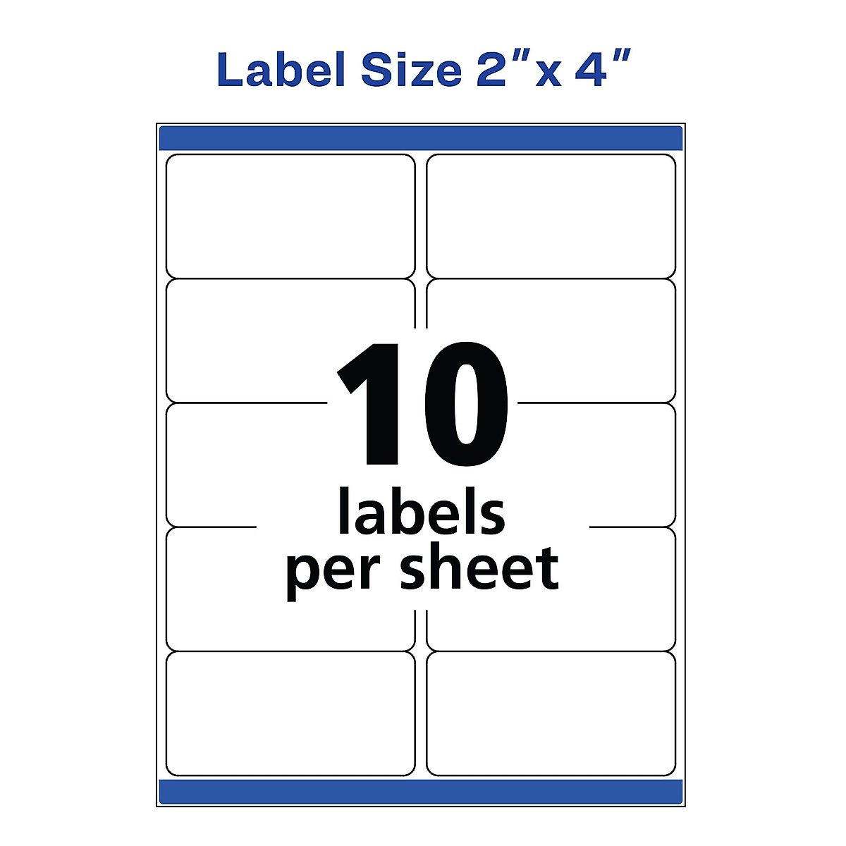 Avery TrueBlock Printable Shipping Labels with Sure Feed, 2" x 4" Customizable Stickers, White, 1,250 Blank Mailing Labels Total (5-Pack of 8163)