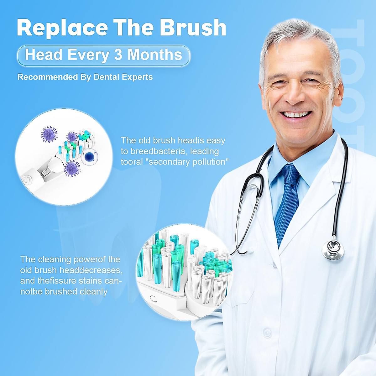 12 Pcs Electric Toothbrush Dual Clean Replacements Attachments Brush Heads Sensitive Refill Accessories fit for Oral B 4732 3733 4734