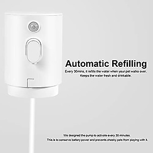 Cat Water Fountain Battery Operated: Automatic Pet Water Dispenser Wireless Powered Inside for Small Dog Pet - 67oz/2L Water Bowl - Ultra Quiet Smart Pump by Motion Sensor - 30-60days Battery Life