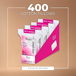 Swisspers Premium Cotton Pillow – 100 Count (Pack of 4) – Ultra-Soft, Hypoallergenic Cotton Pads with Precision Grip for Gentle Skincare and Makeup Removal – Lint-Free Cleaning