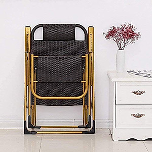 NOALED Recliners Office Chair, Sun Lounger Recliner Wicker Chair Folding Rattan Recliner Office Chair Balcony Lazy Rocking Chair Outdoor Portable Chair