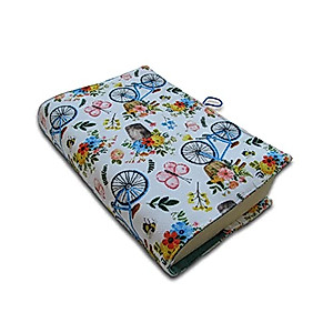 Book Sleeve Cover , Fabric Novel for Adult Books Cover for Paperback, Bicycle Pattern Washable Book Protector - 5.5 x 8.2 x 1.6 Padded Case for Novel