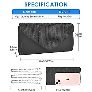 TINDTOP Clutch Purses for Women, Formal Evening Clutch Bags Sparkling Shoulder Envelope Party Handbags Wedding Cocktail Prom Clutches (Black)