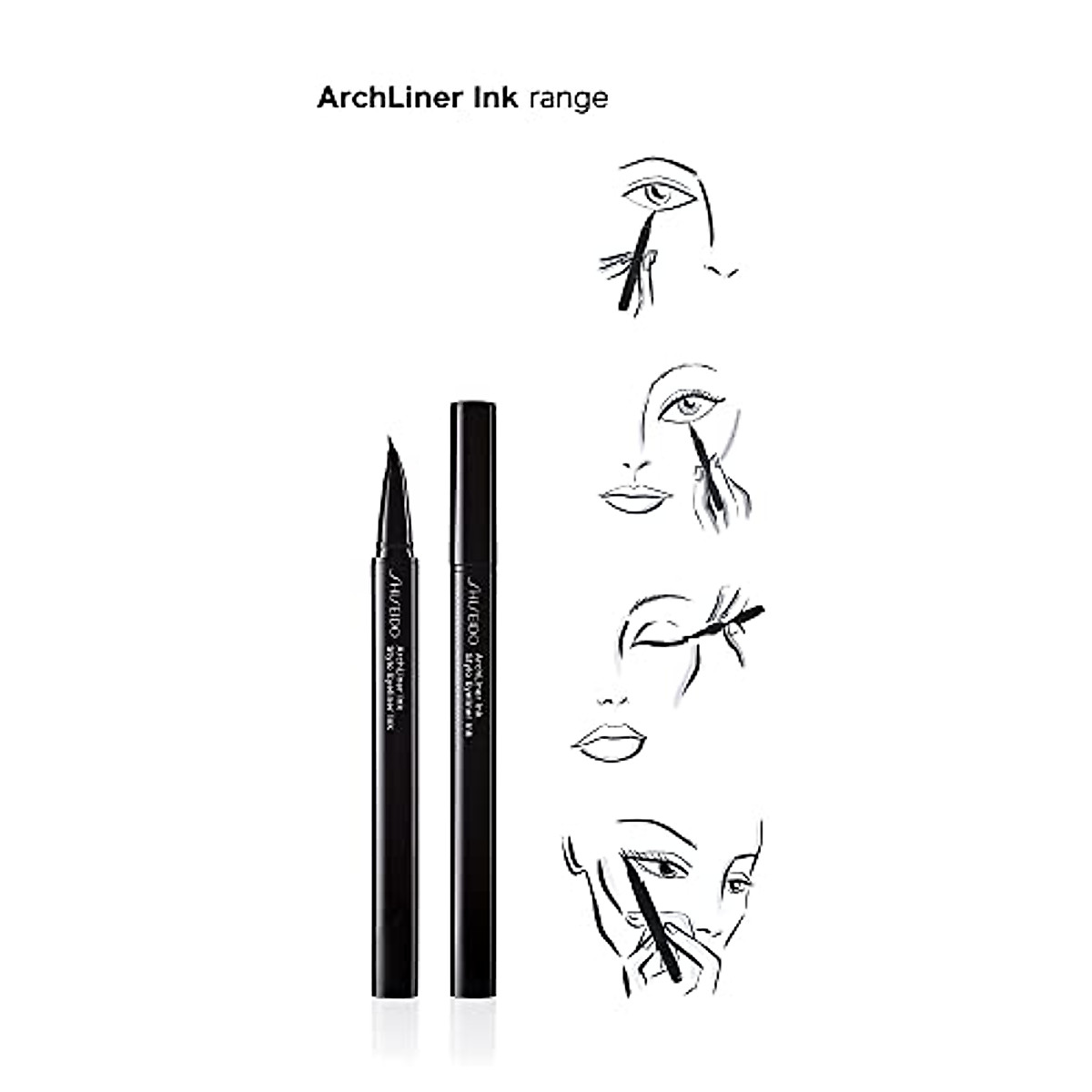 Shiseido ArchLiner Ink, Black - Micro-Fine, Arched-Tip Eyeliner - Waterproof, Smudge-Proof, Tear-Proof Color - Lasts Up to 24 Hours
