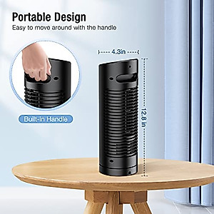 VCK Tower Fan, 80° Oscillating Fan with Remote Control, 13'' Portable Small Desk Fan, Adjustable 3 Speed, 12h Timer, 4 Mode, Personal Quiet Cooling Bladeless Table Fan For Bedroom Office Desktop