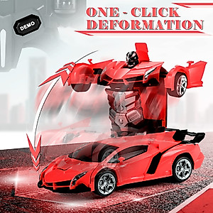 Dolanus Remote Control Car - Transform Robot RC Cars Contains All Batteries: One-Button Deformation and 360 Degree Rotating Drifting, Present Christmas Birthday Gift for Boys/Girls