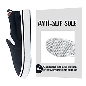 K KomForme Kids Shoes Toddlers Canvas Sneakers Slip on Walking Tennis Shoes for Boys Girls(Toddler/Little Kids/Big Kids) Black