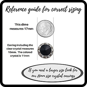 PammyJ Bridal Earrings | 15mm Crystal Round Earrings (Black)