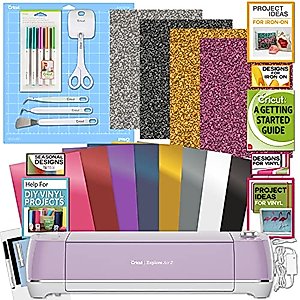Cricut Explore Air 2 Bundle Iron On, Vinyl Pack, Tools, Pen, Design Guide - Lilac